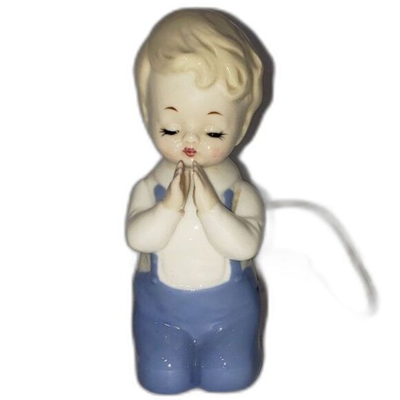 None | Art | Vintage 95s 50s Ceramic Praying Boy Child Night Light ...